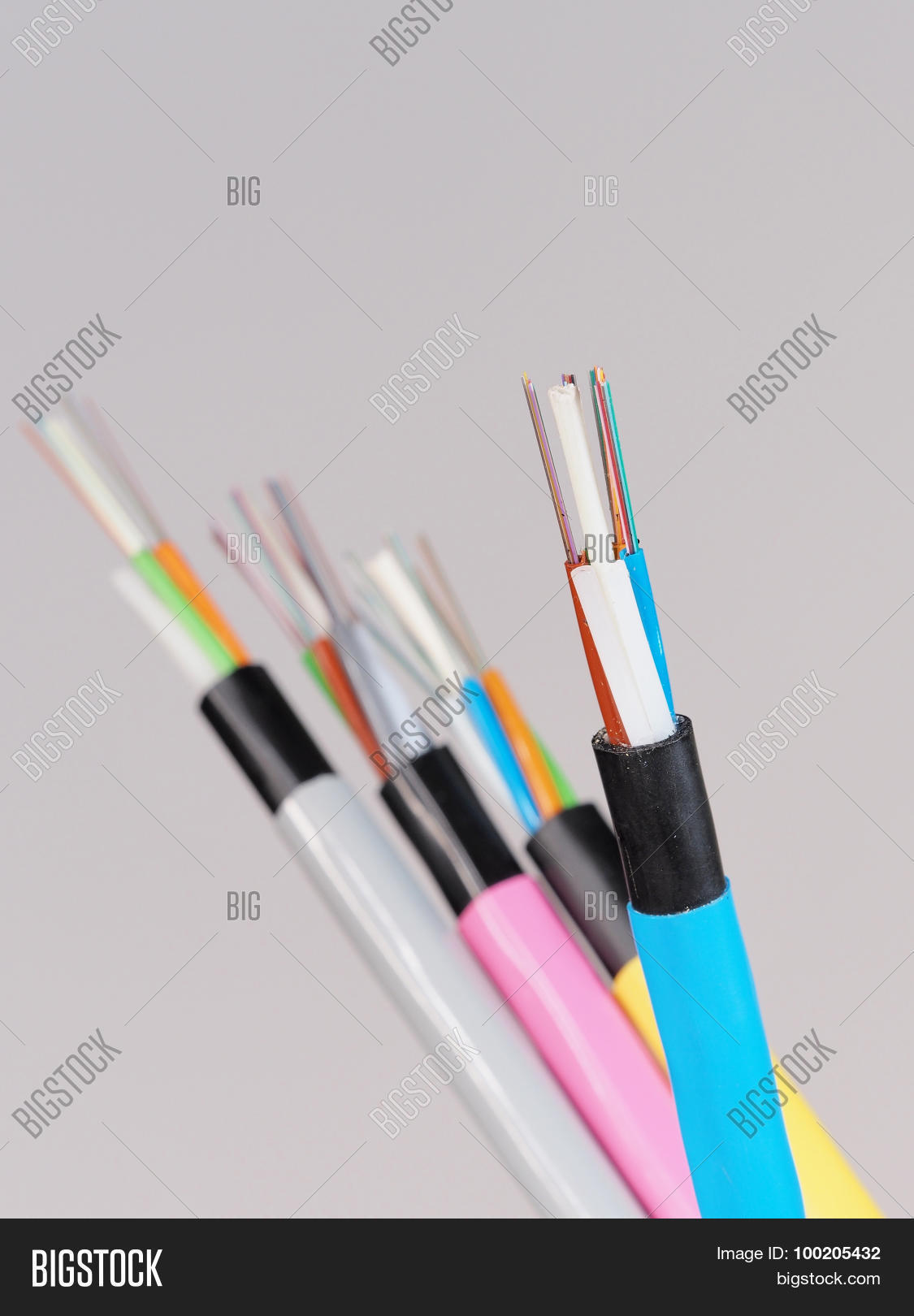 Blue fiber optic cable with stripped and exposed fibers image & stock ...