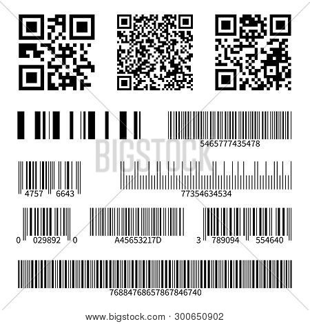 Barcodes. Supermarket Scan Code Bars And Qr Codes, Industrial Barcode ...