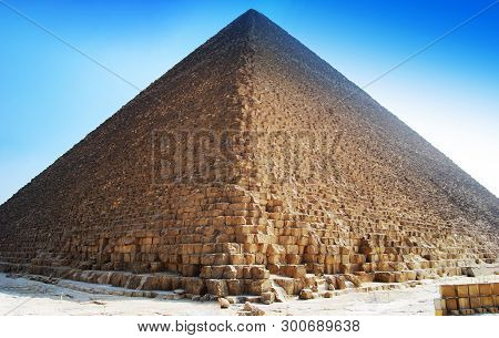 The Great Pyramid Of Cheops In Cairo, Egypt image & stock photo. 300689638