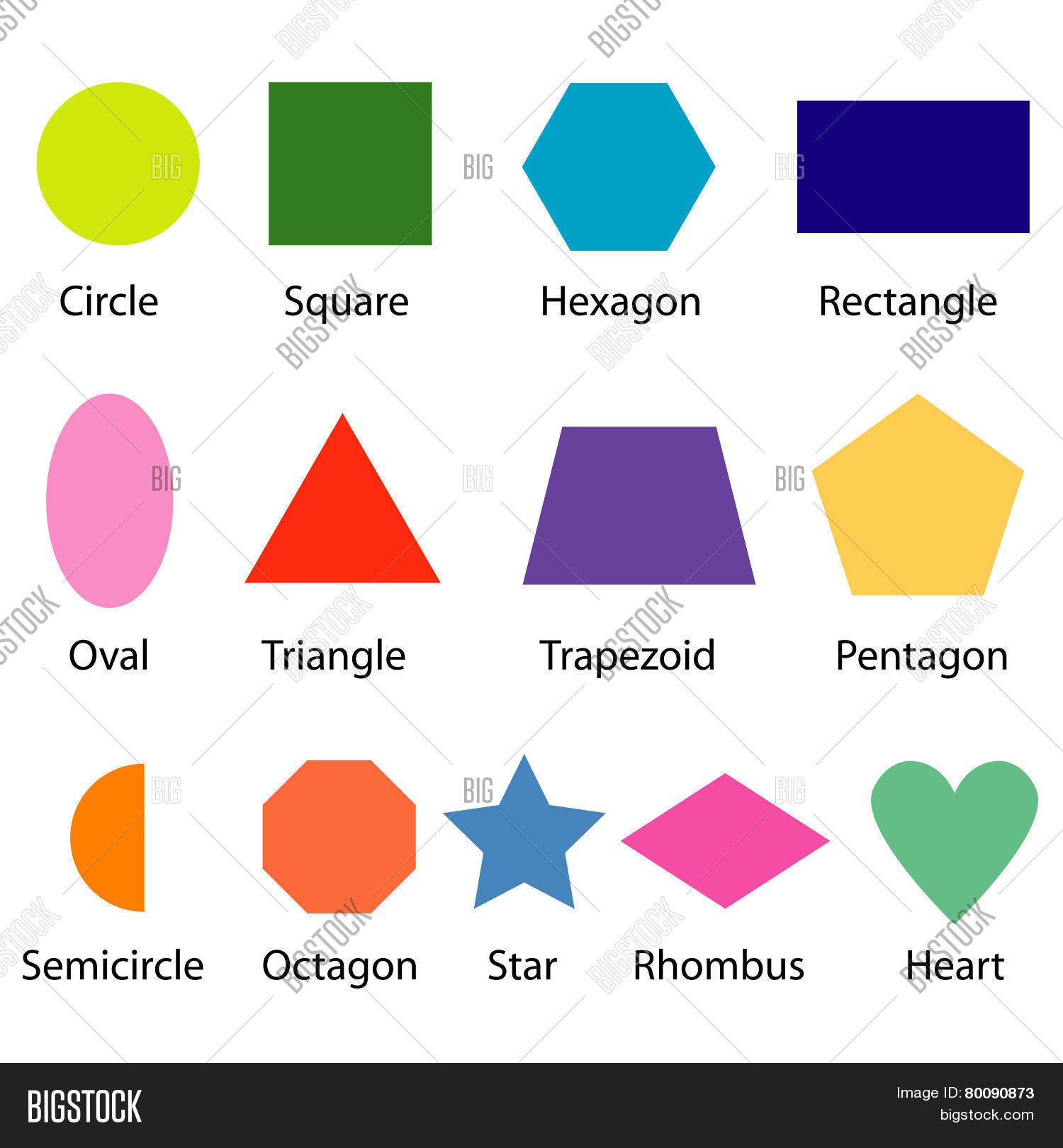 Shapes Chart For Kids Vector.eps image & stock photo. 80090873