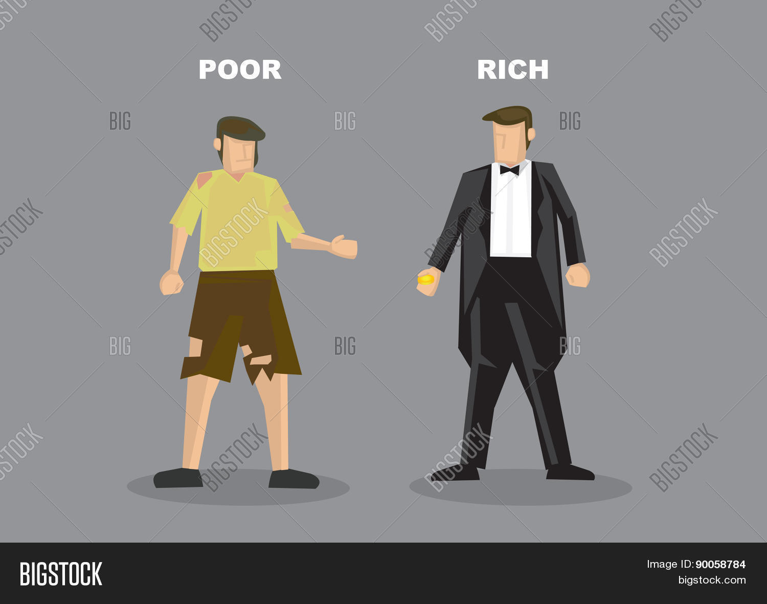 Rich Man Poor Man Vector Illustration image & stock photo. 90058784