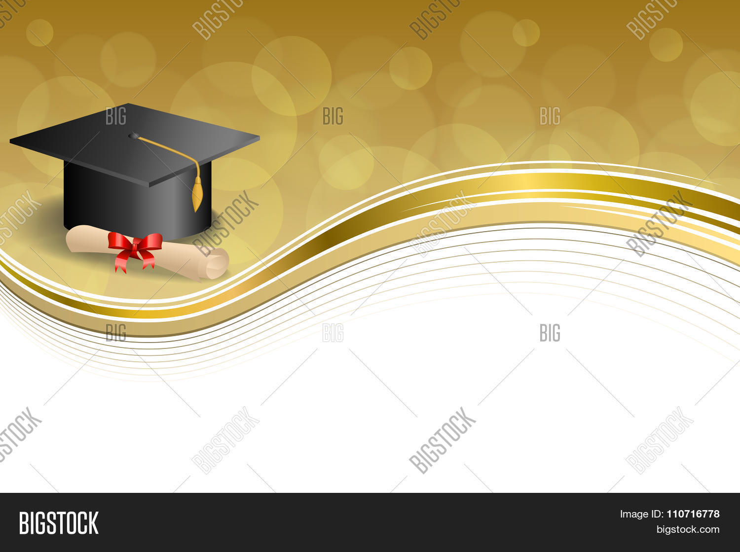 Background abstract beige education graduation cap diploma red bow gold ...