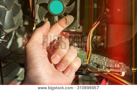 Old Computer System Unit Cooler With Dust Inside. Dust On The Computer ...