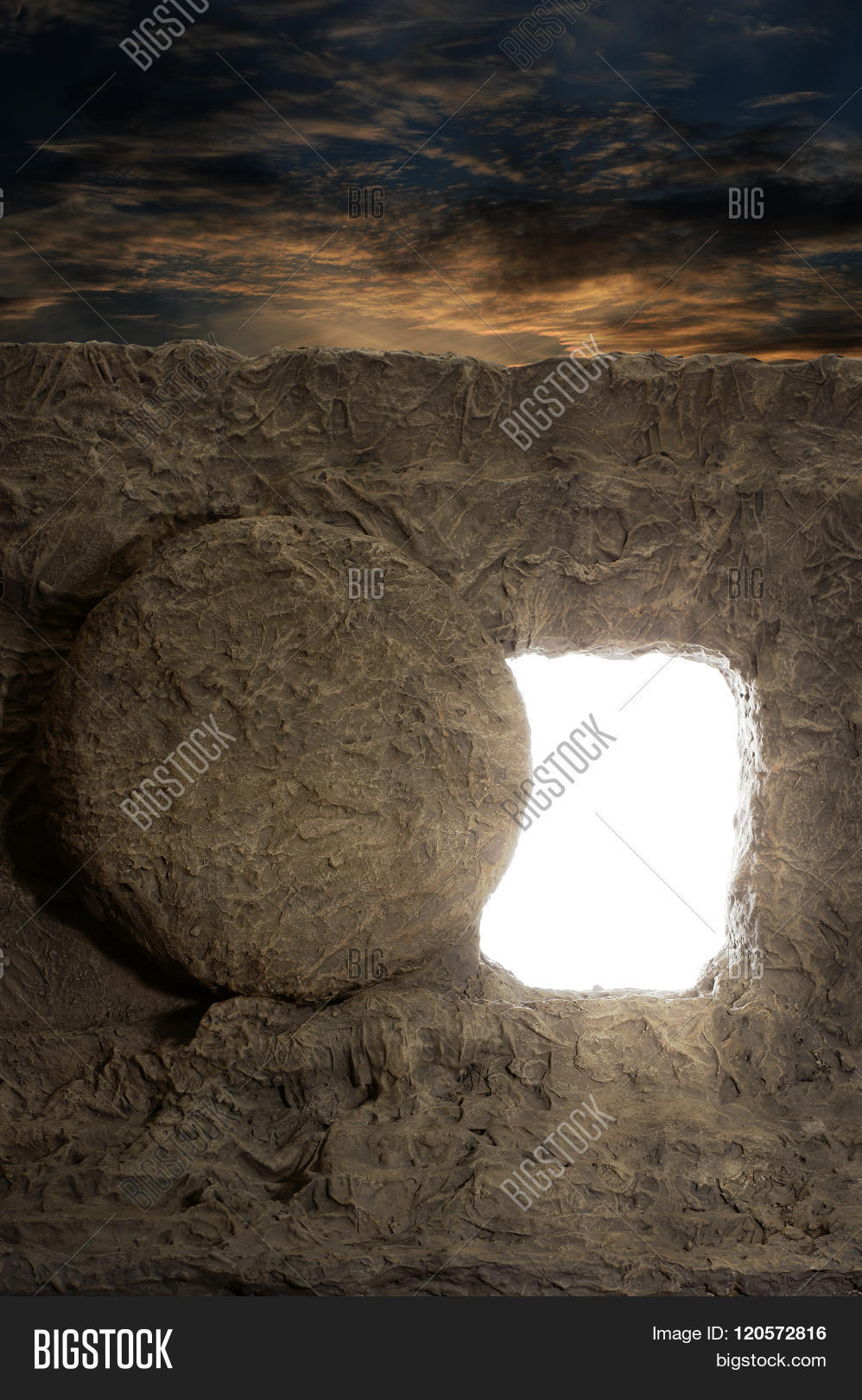 Open tomb of jesus with light coming out of opening image & stock photo ...