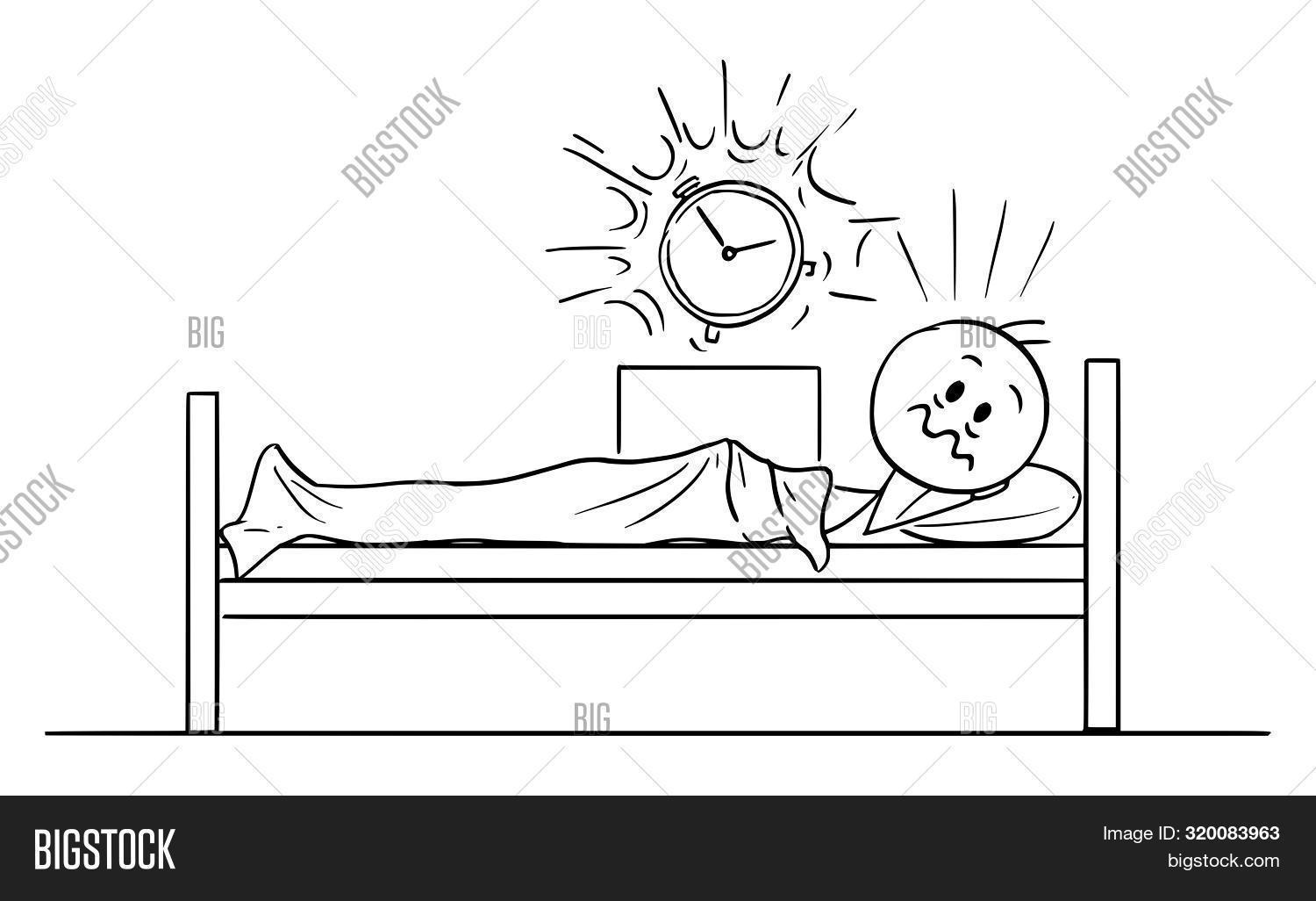 Cartoon Stick Figure Drawing Conceptual Illustration Of Tired Man Lying ...