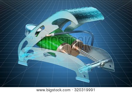 Visualization 3d Cad Model Of High Pressure Air Foot Pump, Blueprint ...