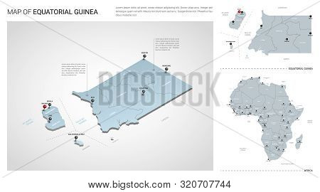 Vector Set Of Equatorial Guinea Country. Isometric 3d Map, Equatorial Guinea Map, Africa Map ...