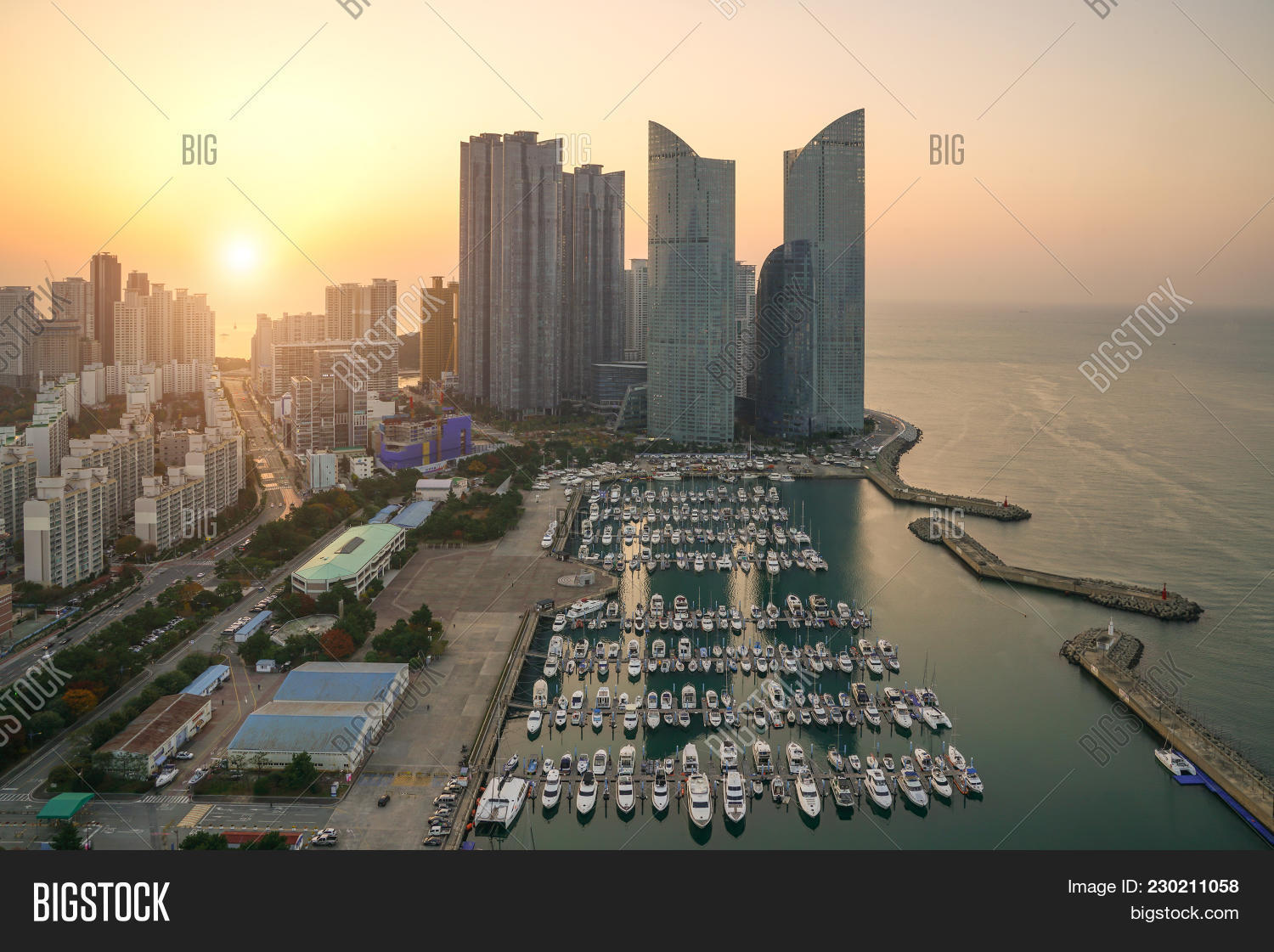 Busan City Skyline View At Haeundae District, Gwangalli Beach With ...