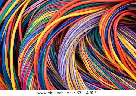 Electrical Cable Wiring Solutions Multicolored Cable Close-up - Stock ...