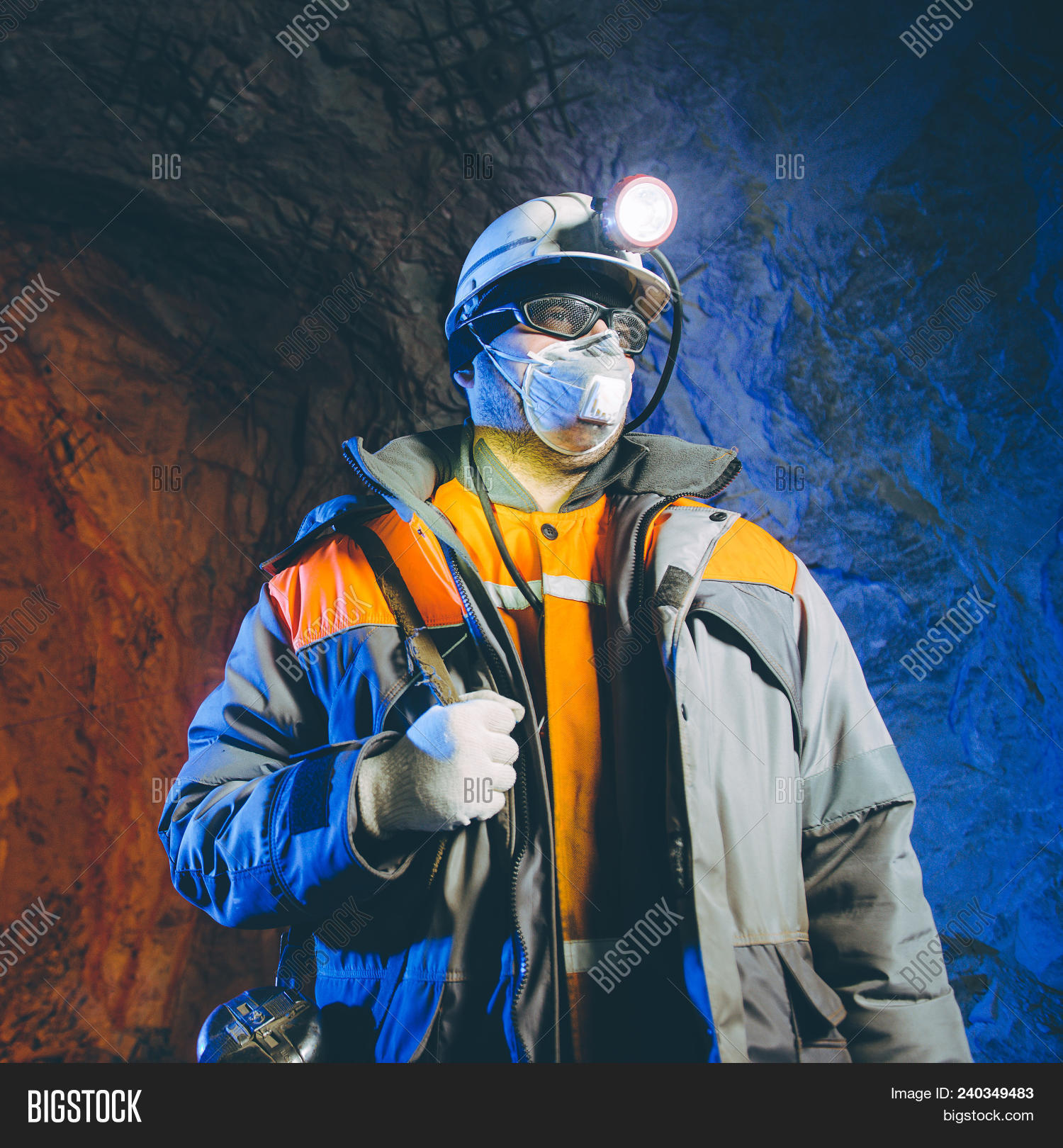 Miner Underground Mining Gold Deep Tunnel Man image & stock photo ...