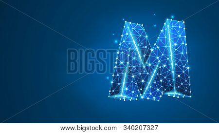 Alphabet Letter M. Design Of An Uppercase Letter. Metro M Sign. Banner ...