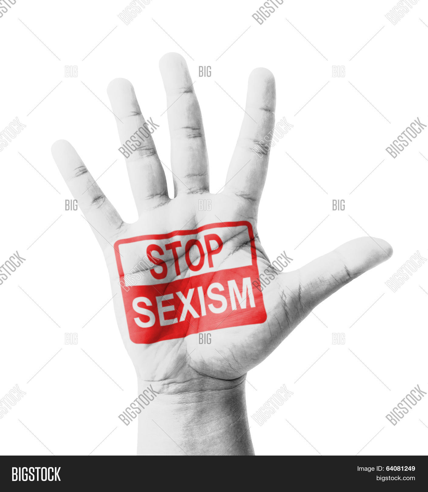 Open Hand Raised, Stop Sexism Sign Painted, Multi Purpose Concept ...