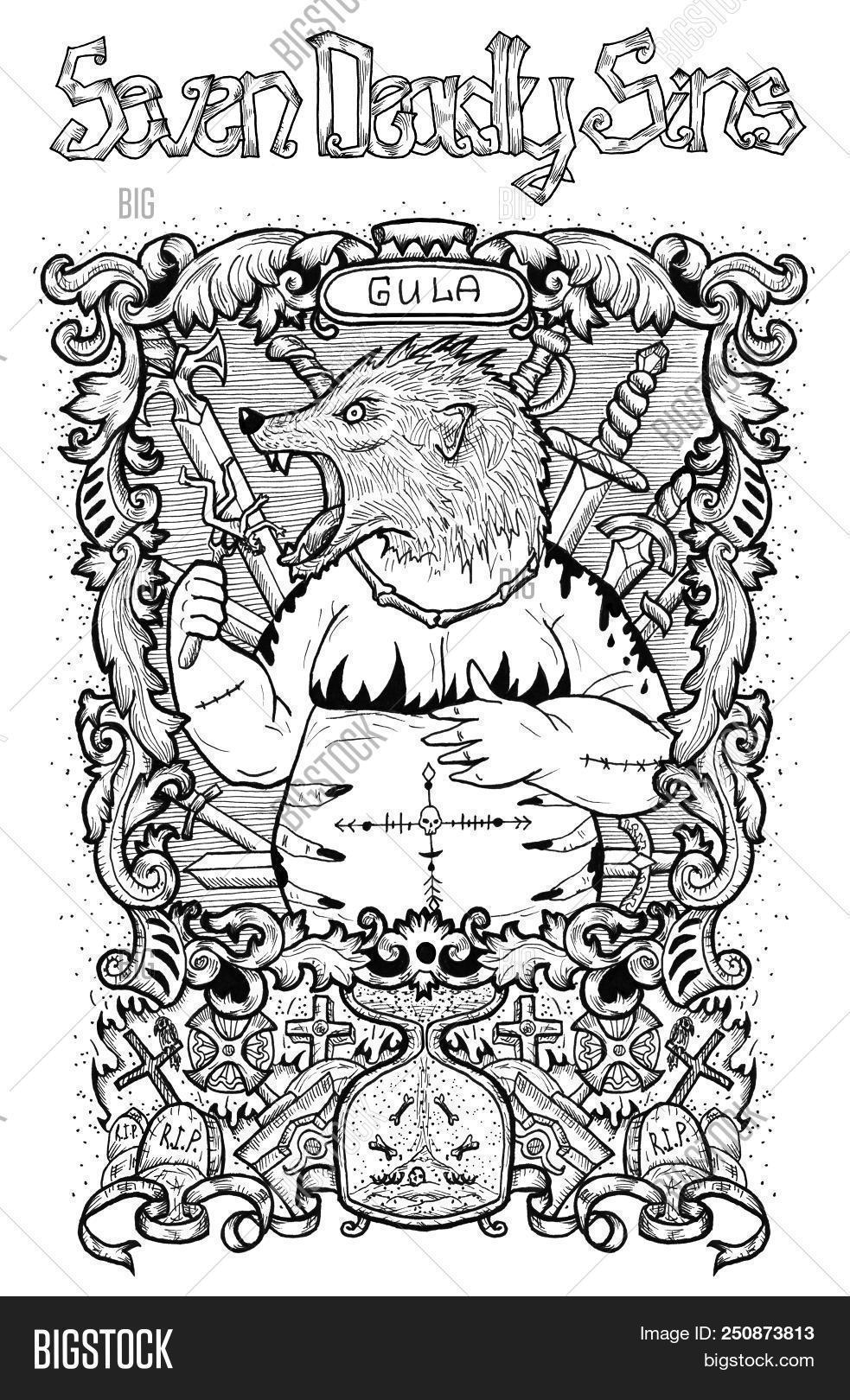 Gluttony. Latin Word Gula Means Overweight Or Obesity. Seven Deadly ...