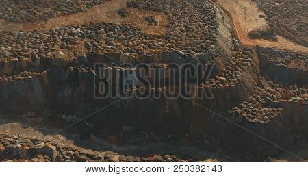 Aerial Photography. View Of The Quarry From Above. Stepped Arches Of ...