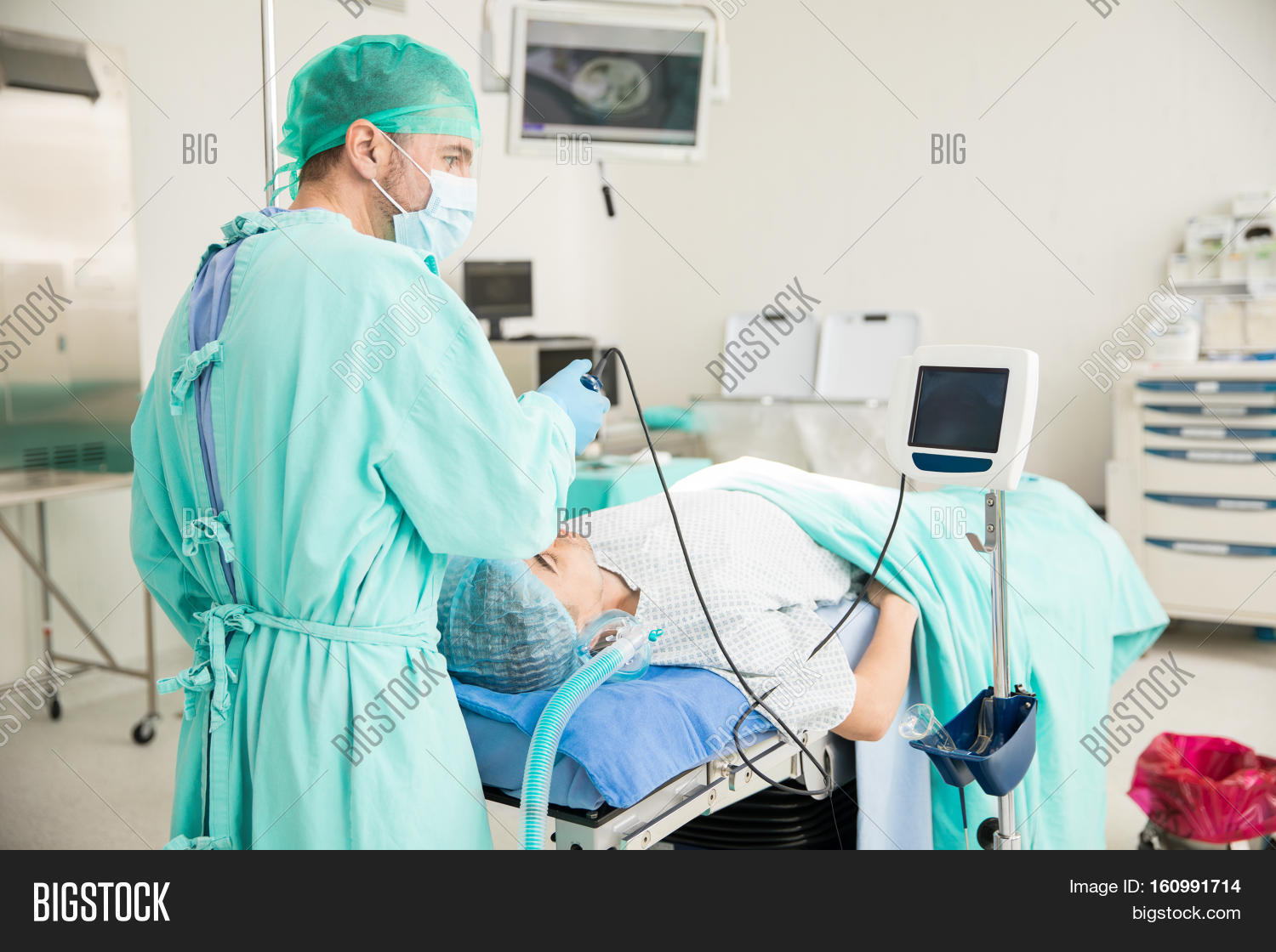 Doctor Performing An Endotracheal Intubation image & stock photo. 160991714