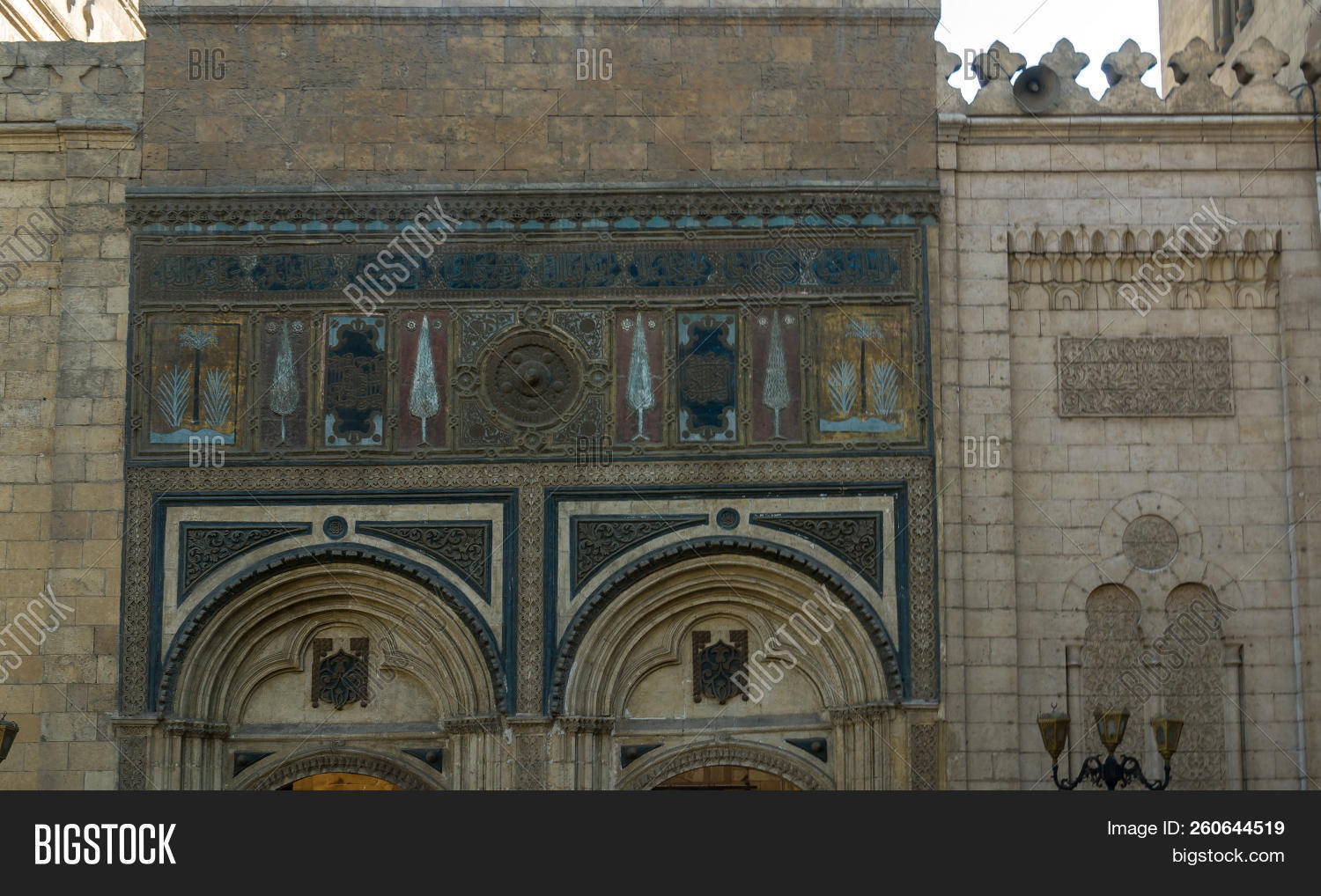 Detail Of The Entrance Of An Old Mosque In Cairo, Egypt. With ...