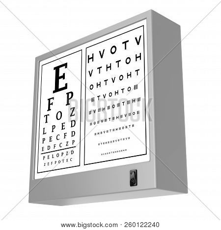 Snellen Eye Chart Test Light Box On A White Background. 3d Rendering ...