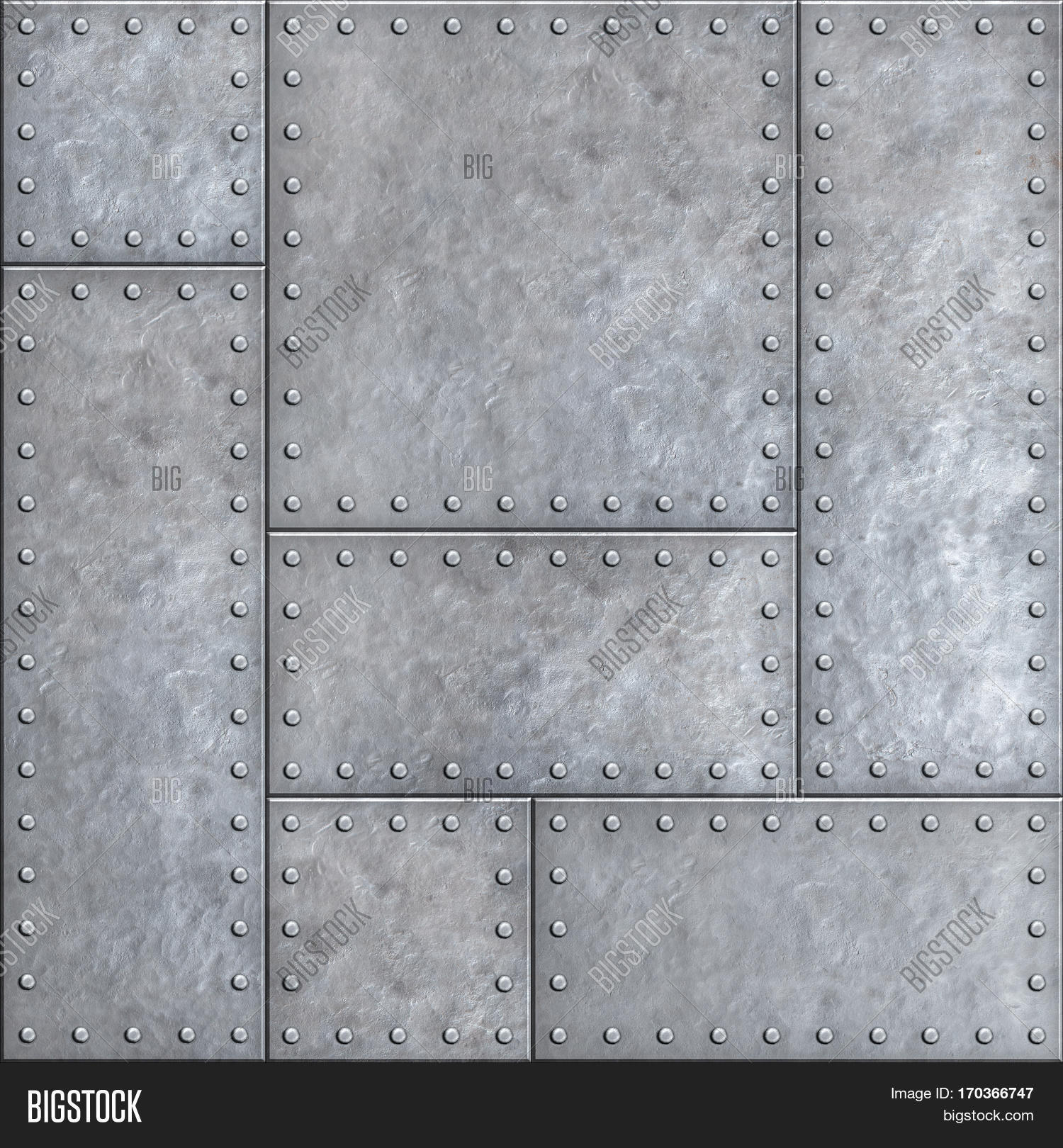 Old metal plates with rivets seamless background or texture image ...