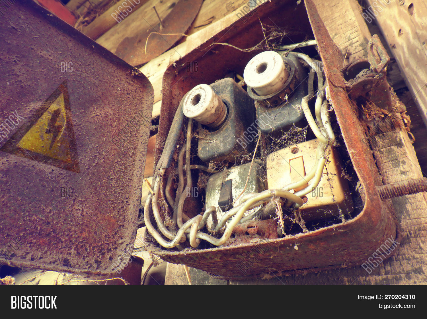 Overloaded Electrical Circuit Causing Electrical Short And Fire. Old ...