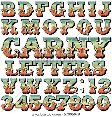 An Alphabet Sit of Carnival, Circus, Funfair, Fishtail Letters and ...