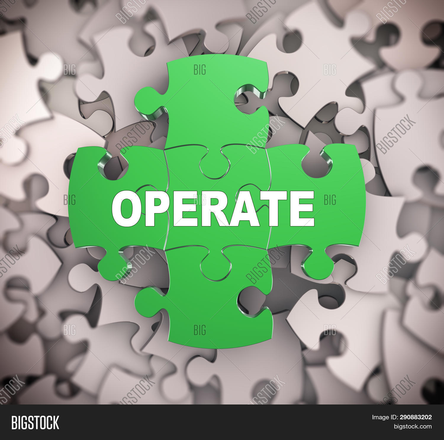 3d Illustration Of Attached Jigsaw Puzzle Pieces Word Operate ...