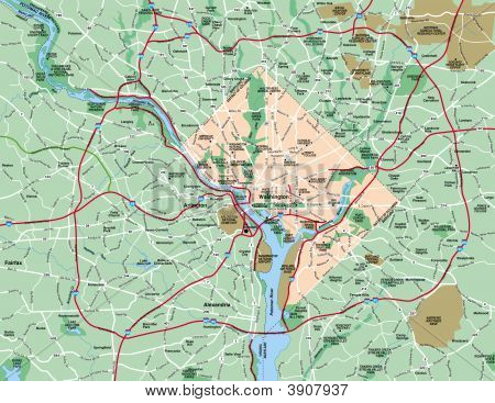 Washington Dc Metropolitan Area Map image & stock photo. 3907937