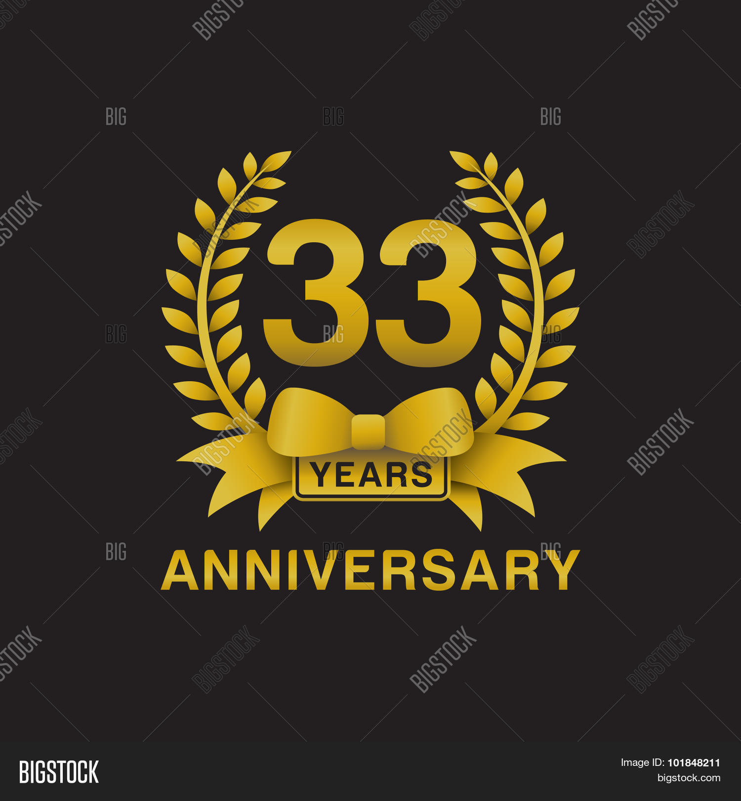 33rd anniversary golden wreath logo black background image & stock ...