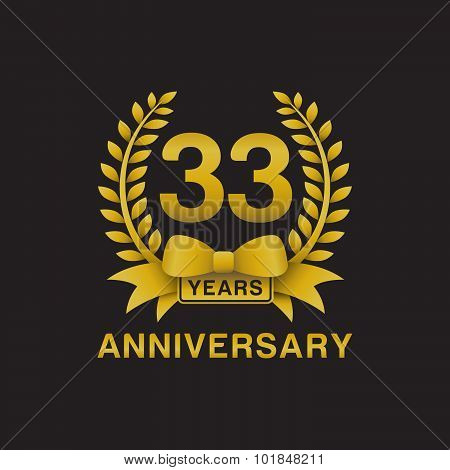 33rd anniversary golden wreath logo black background image & stock ...