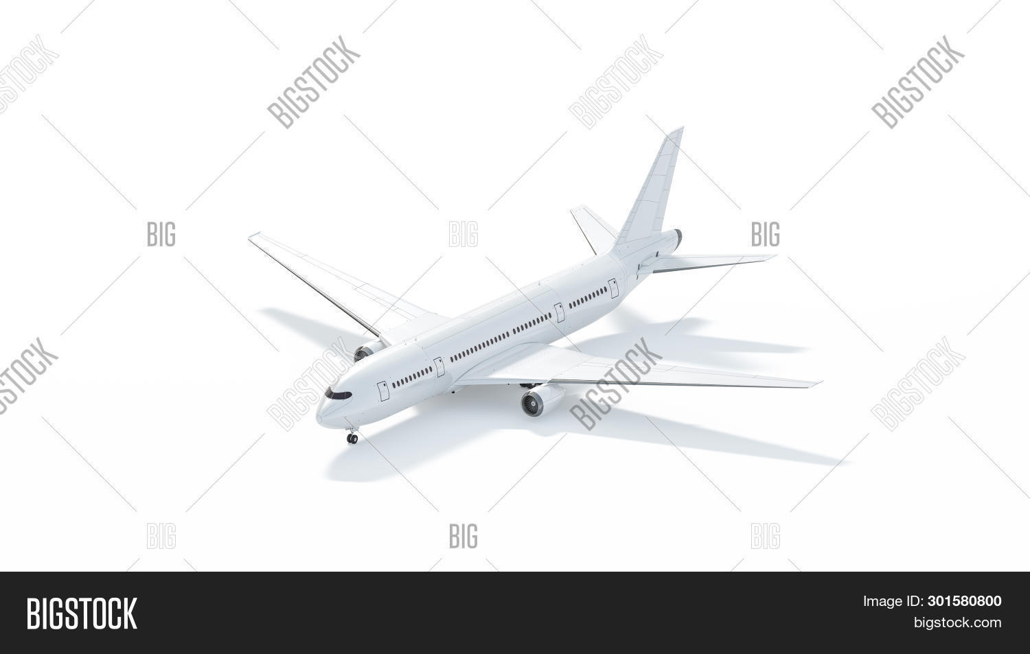 Blank White Airplane Mockup Stand, Side View Isolated, 3d Rendering ...