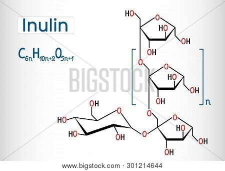 Inulin Molecule. Structural Chemical Formula And Molecule Model. Vector ...