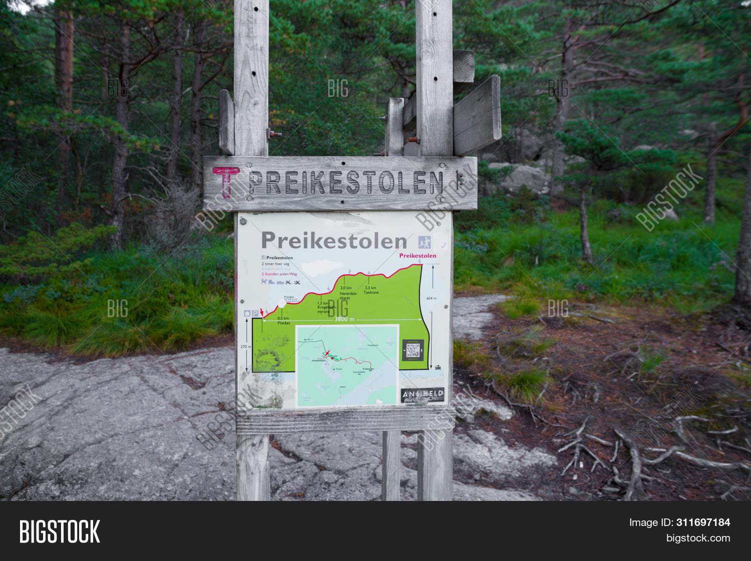 Preikestolen Route Map image & stock photo. 311697184