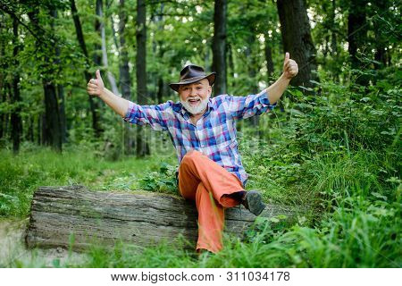 Thumb Up. Happy Forester. Human And Nature. Hiking In Deep Wood. Forest ...