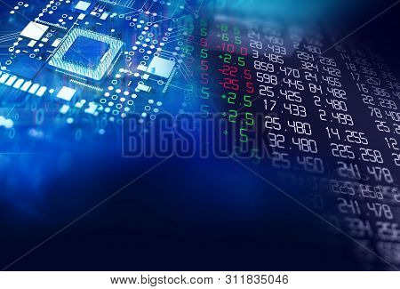 Stock Market Chart Data Screen On Technology Background image & stock ...