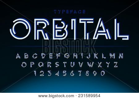 Futuristic Display Font Design, Alphabet, Character Set, Typography ...