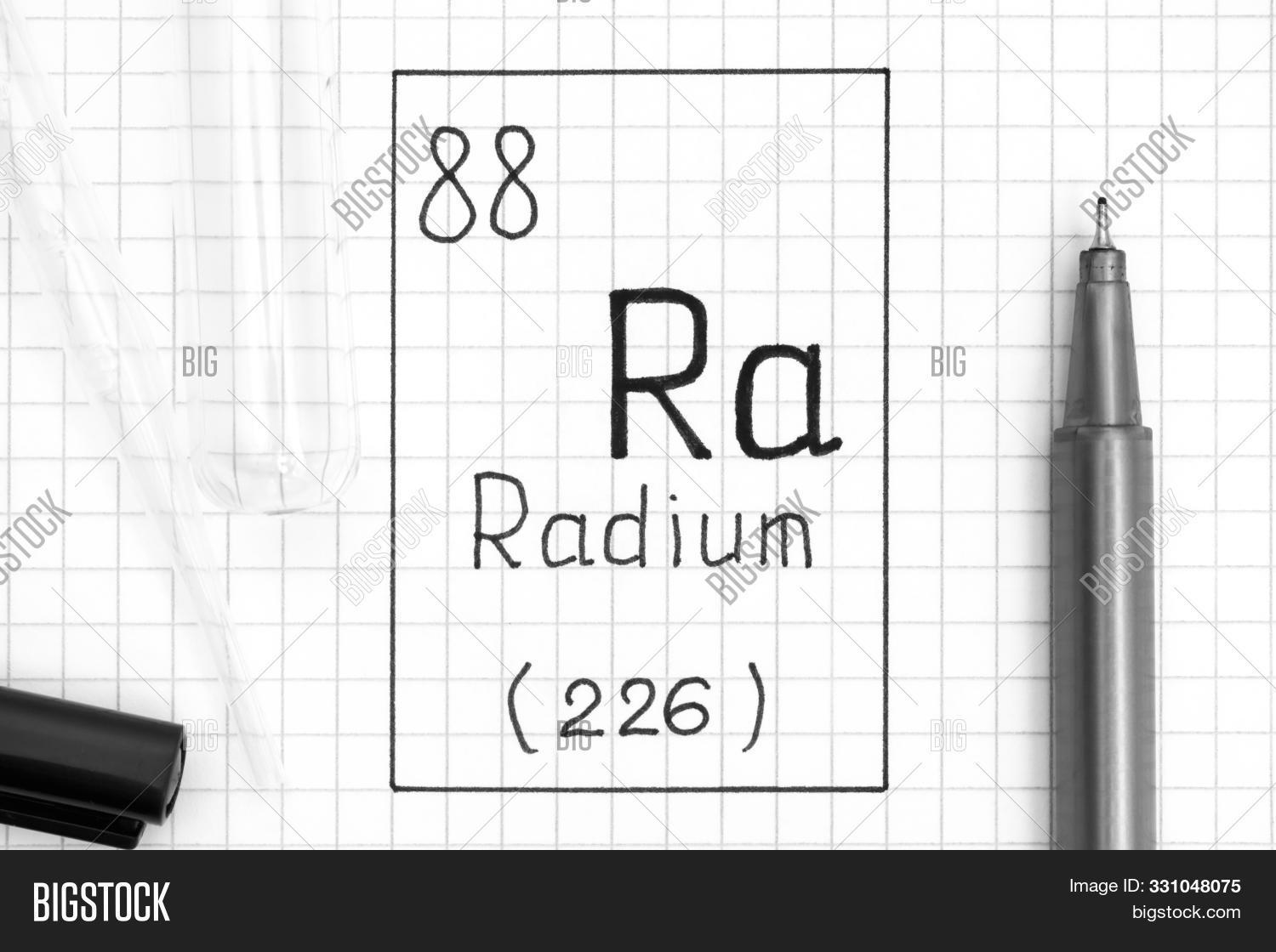 The Periodic Table Of Elements. Handwriting Chemical Element Radium Ra ...