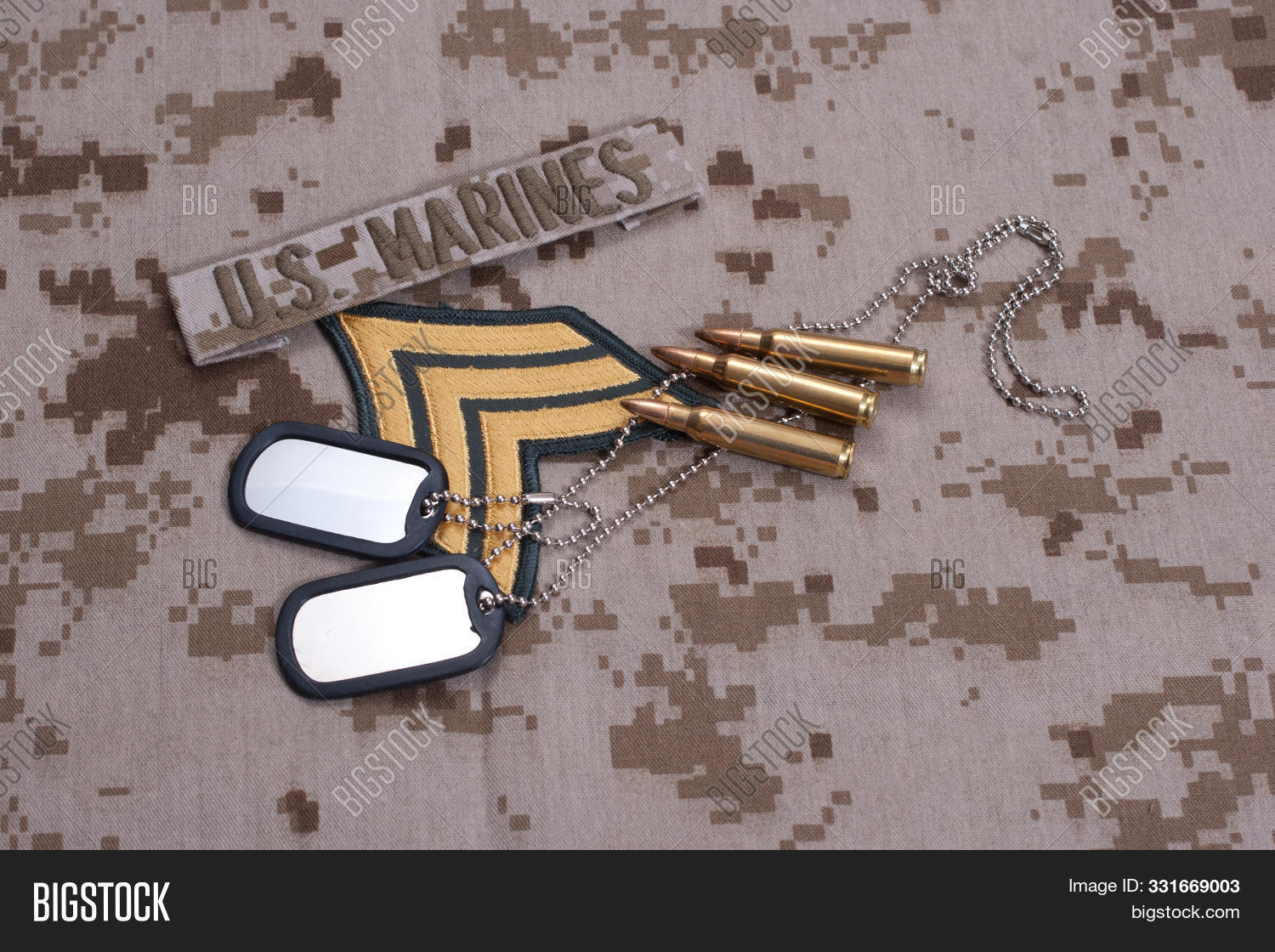Us Marines Patches On Camouflaged Uniform Background image & stock ...