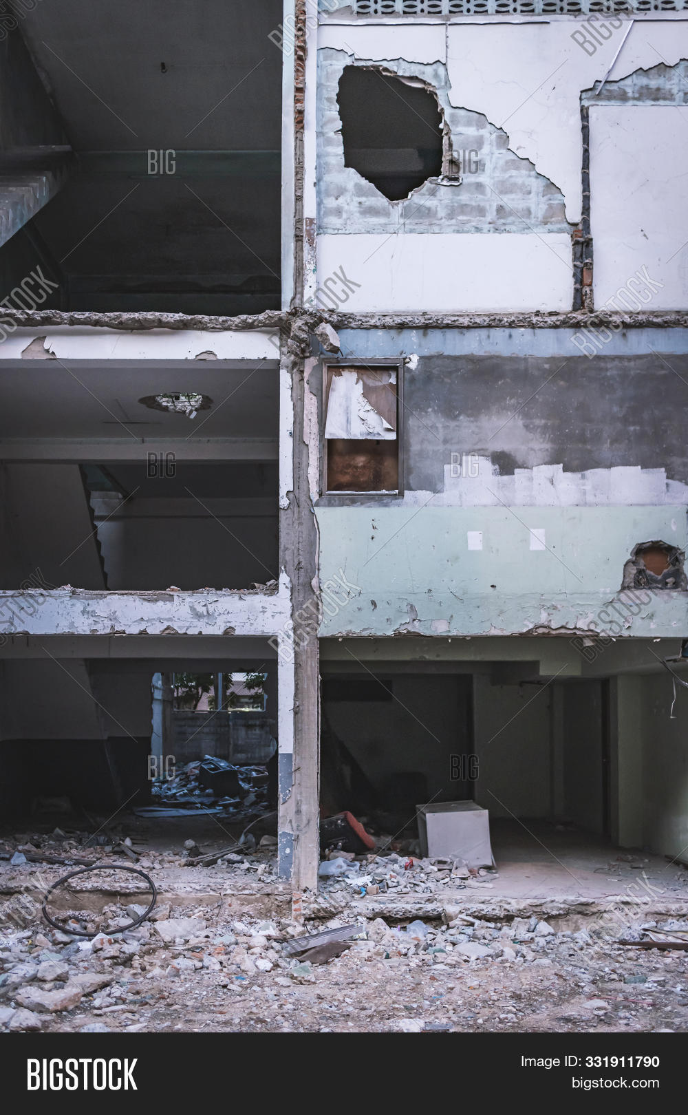 Abandoned Broken Horror Building Or Ruined Apartment Interior Structure ...