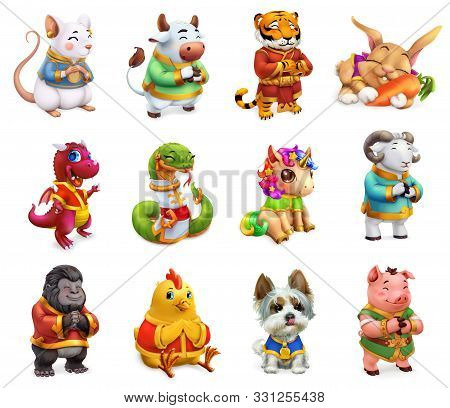 Funny Animal In The Chinese Zodiac, Rat, Ox, Tiger, Rabbit, Dragon ...