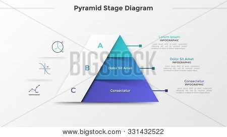 Triangular Chart Or Pyramid Diagram Divided Into 3 Parts Or Levels ...