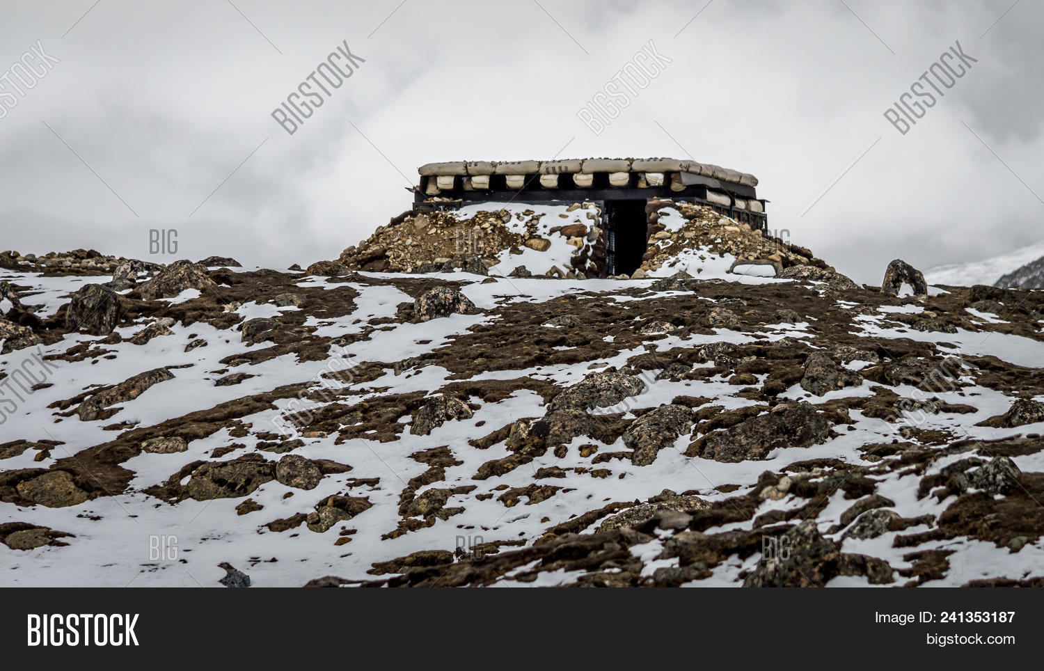 An Army Bunker Perfectly Camaflouged On The Snow And Rocky Terrains Of ...