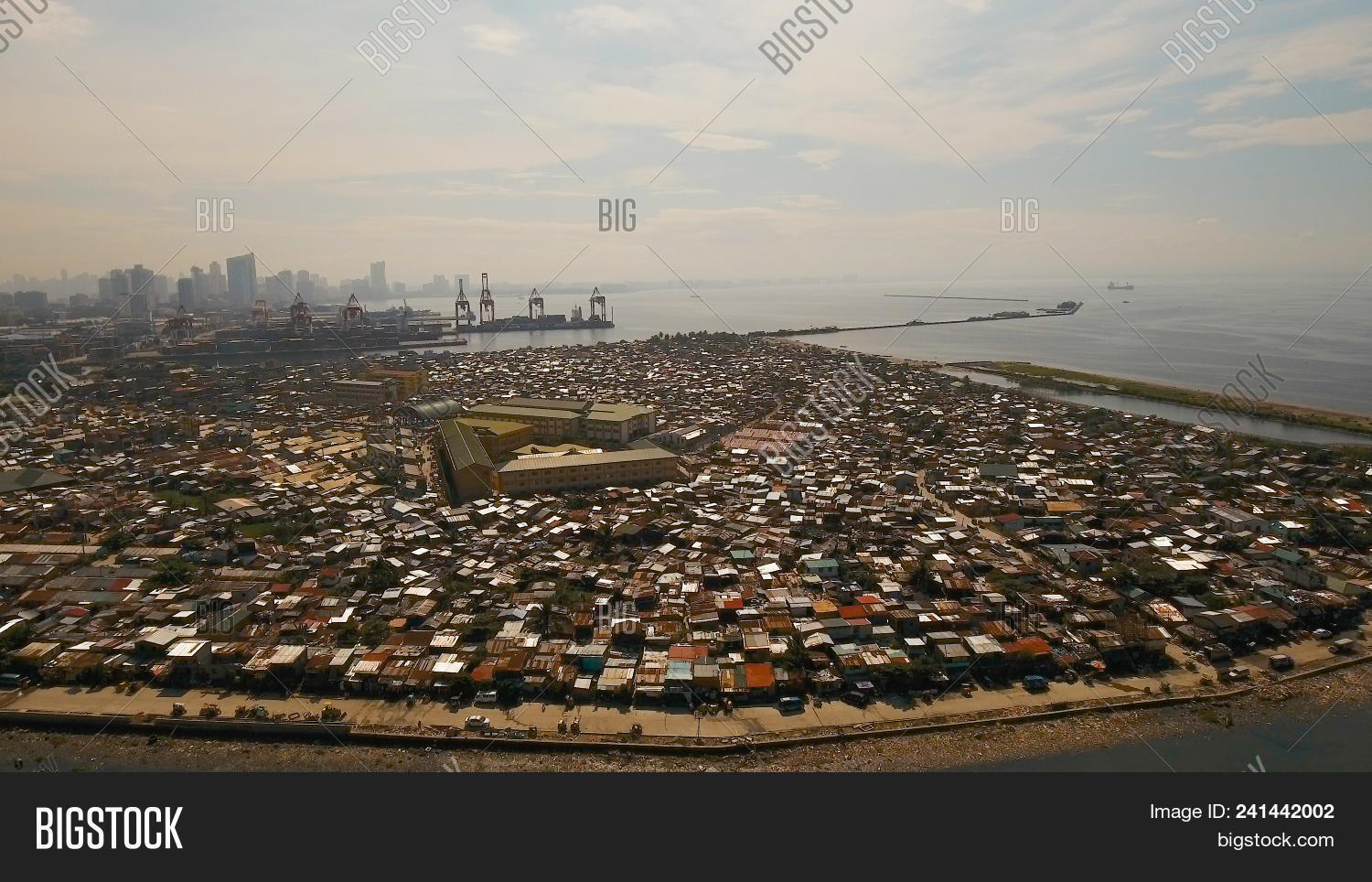 Aerial View Poor District Of Manila Slums, Ghettos, Wooden Old Houses ...