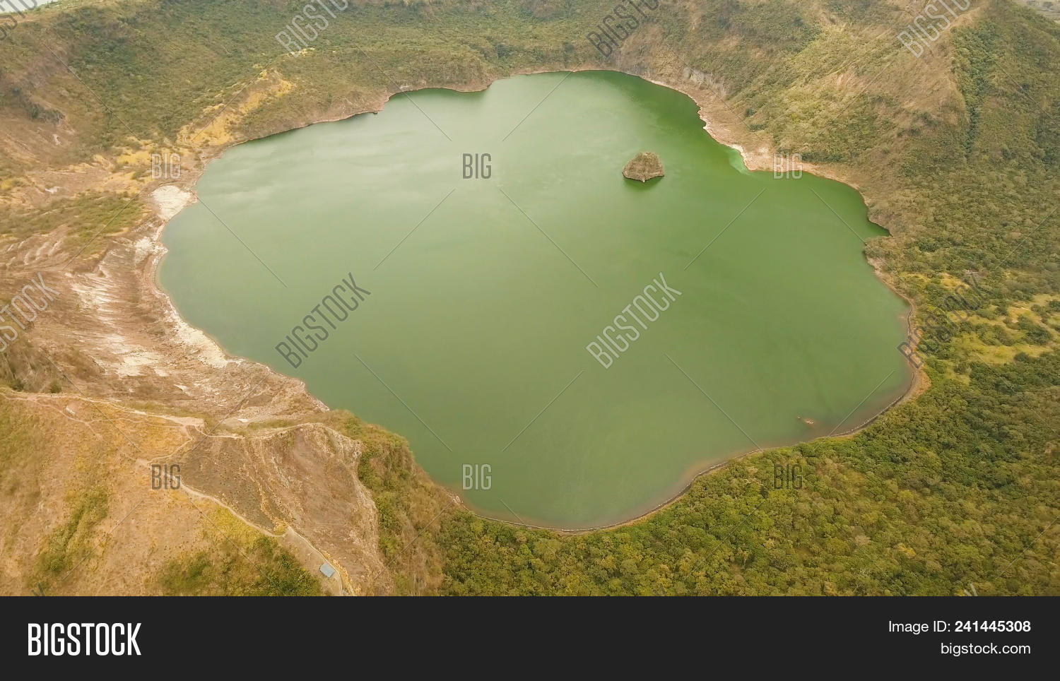 Aerial View Lake Crater At Taal Volcano On Luzon Island North Of Manila ...