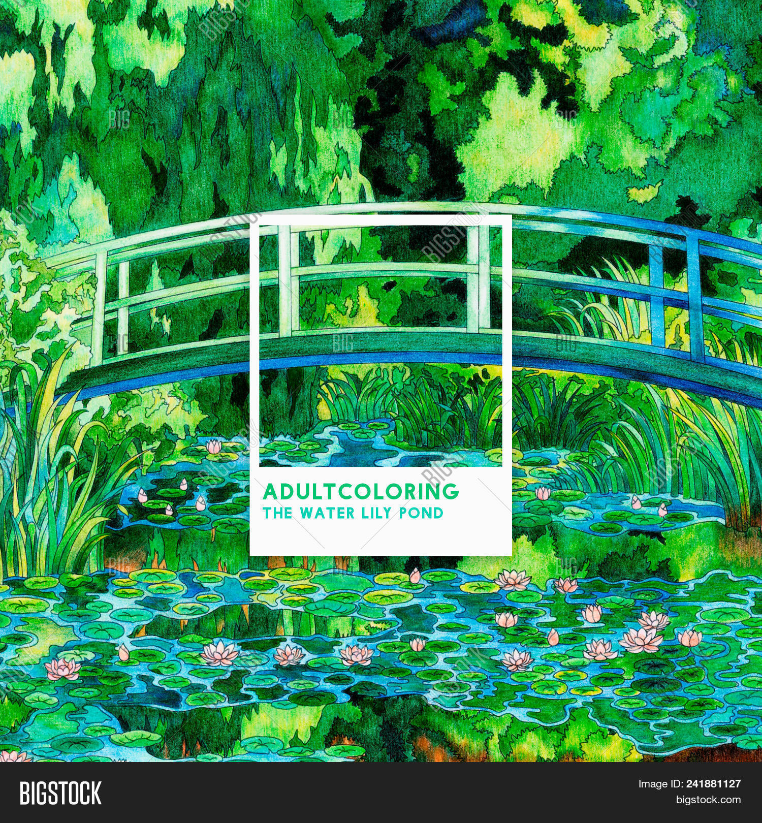 The Water Lily Pond (1899) by Claude Monet: adult coloring page image ...