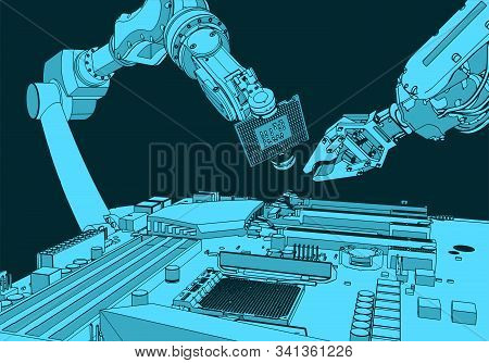 Stylized Vector Illustration On The Topic Of Robotic Systems Of ...
