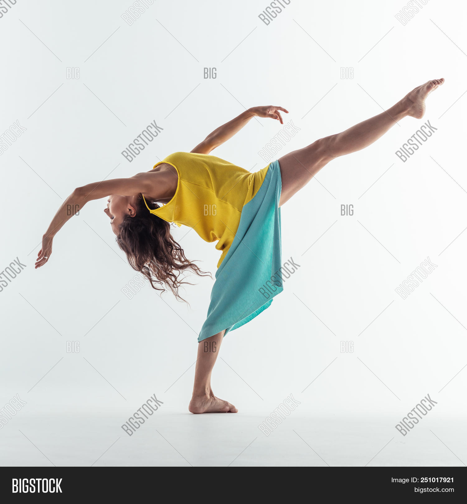 Beuatiful female dancer. Studio background. image & stock photo. 251017921