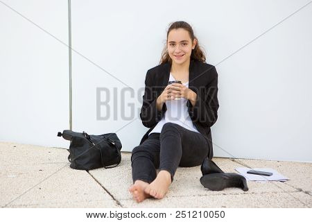 Cheerful Young Female Employee Fed Up With Office Dress Code. Positive ...