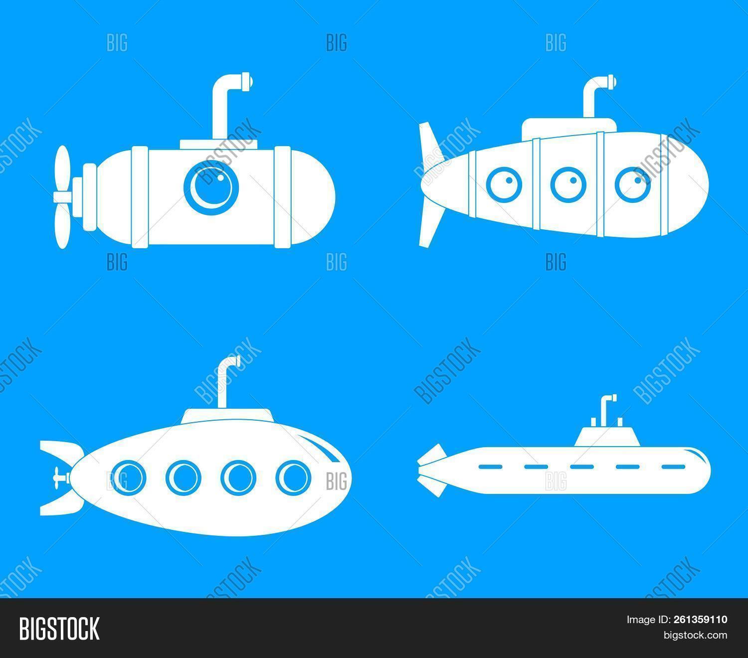 Periscope Submarine Telescope Icons Set. Simple Illustration Of 4 ...