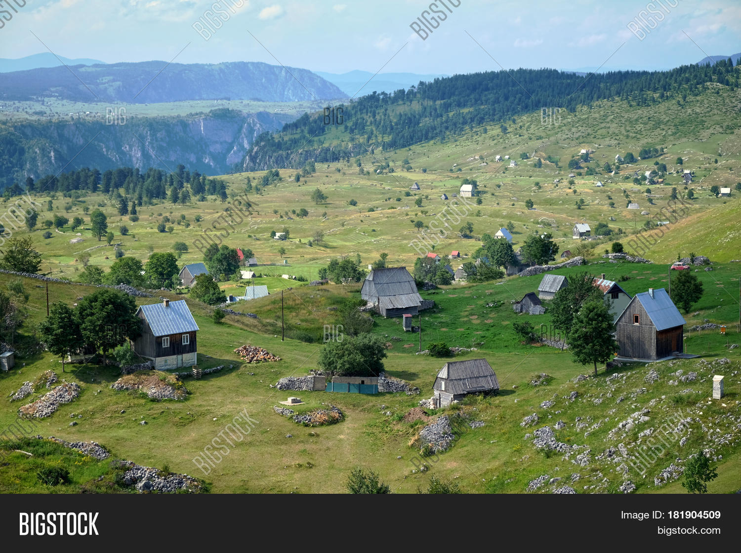 village Mala Crna Gora in highland of Durmitor National Park ...