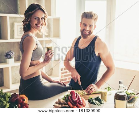 Couple Cooking Healthy Food - Stock Image - Everypixel