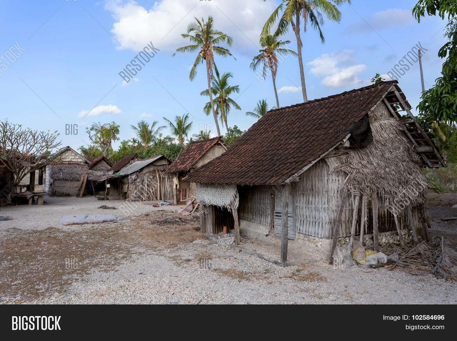 Indonesian House - Shack On Beach image & stock photo. 102584696